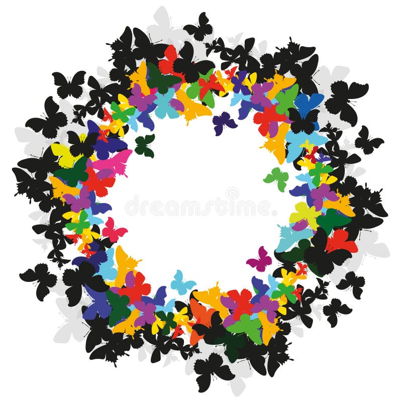 Colorful Butterflies Fly in a Circle Stock Vector - Illustration of ...