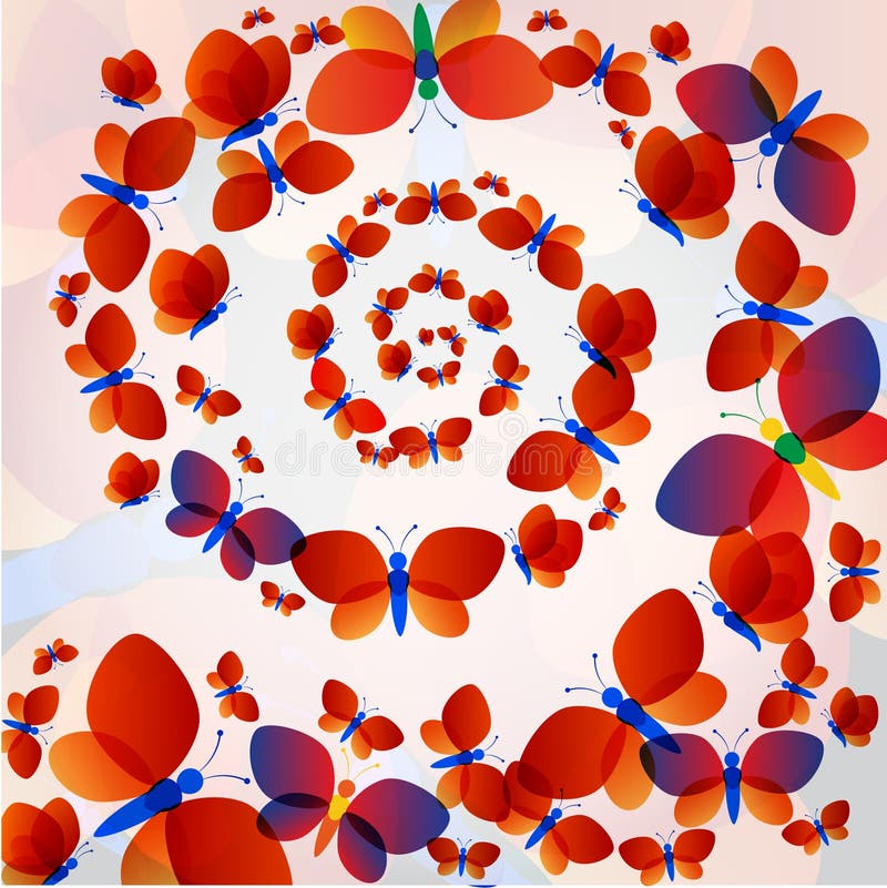 Colorful Butterflies Summer Circle Pattern Stock Vector - Illustration ...