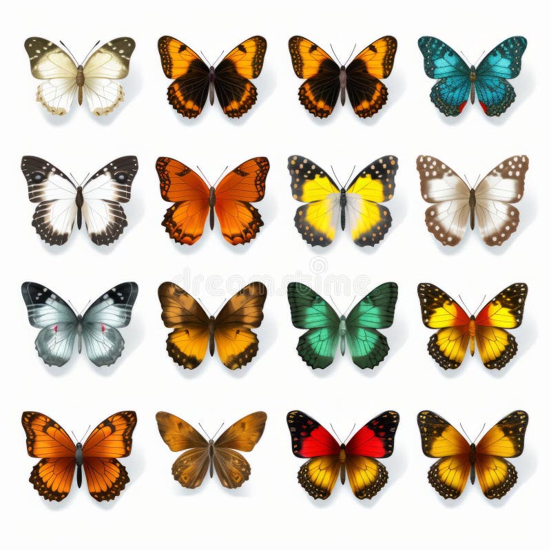 Colorful Butterflies Vector Set: Hyper-realistic Details and 3d ...
