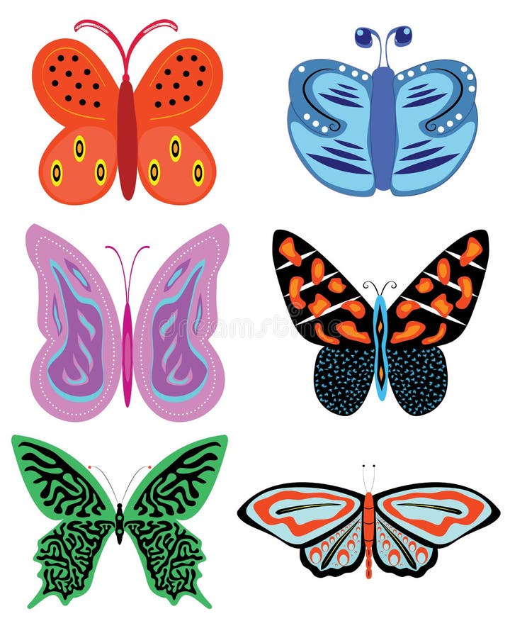 Colorful Butterflies Vector Set Stock Vector - Illustration of icons ...