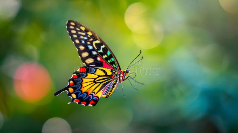 Colorful Butterfly Flying through the Air Stock Photo - Image of motion ...