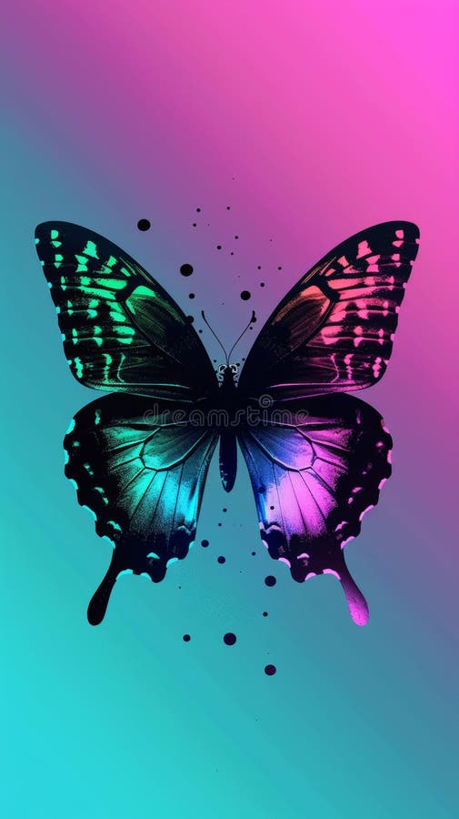 Colorful Butterfly Illustration with Gradient Background, Vibrant ...