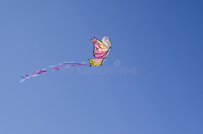 Colorful Butterfly Kite in Blue Sky Stock Image - Image of delight ...