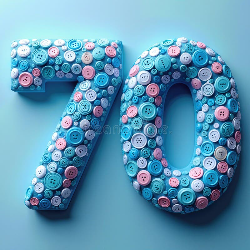 Colorful Button-covered Numbers 70 Stock Illustration - Illustration of ...