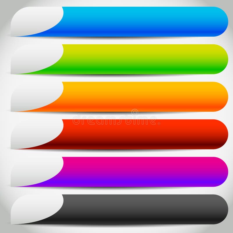Colorful Buttons, Banners with Side Tabs. Empty Button Backgrounds ...