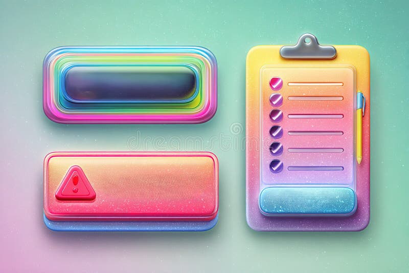 Colorful Buttons and a Clipboard with Checklist Features Bright Design ...