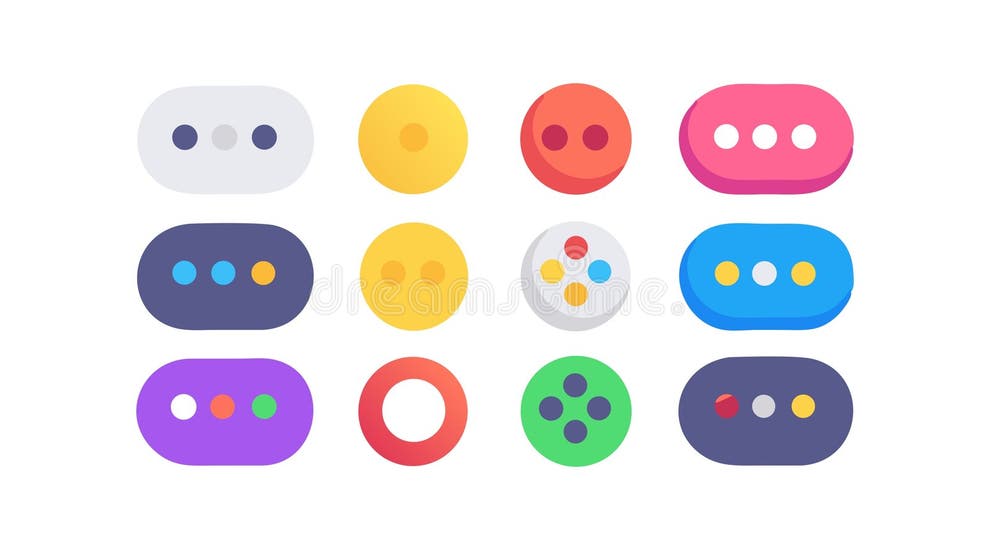 Colorful Buttons for Digital Interface UI Design, Vector Design ...