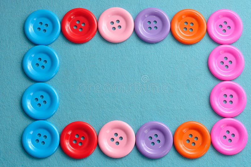 Buttons Forming a Horizontal Frame Stock Image - Image of round, blue ...