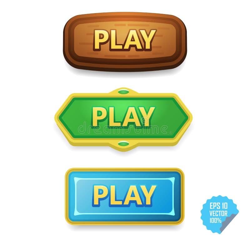 Colorful Buttons with Play Tittle. Bright Buttons for Web and Mobile ...