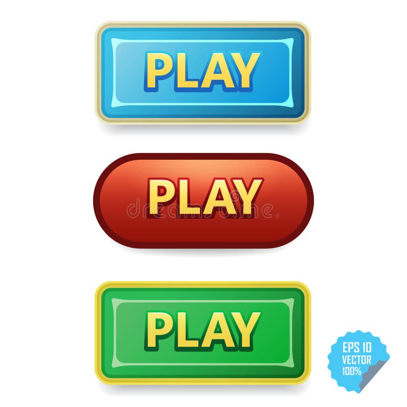 Colorful Buttons with Play Tittle. Bright Buttons for Web and Mobile ...