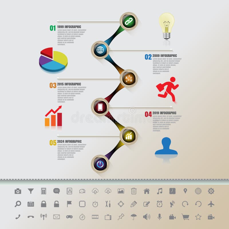 Colorful Buttons Timeline with Set of Icons Stock Vector - Illustration ...