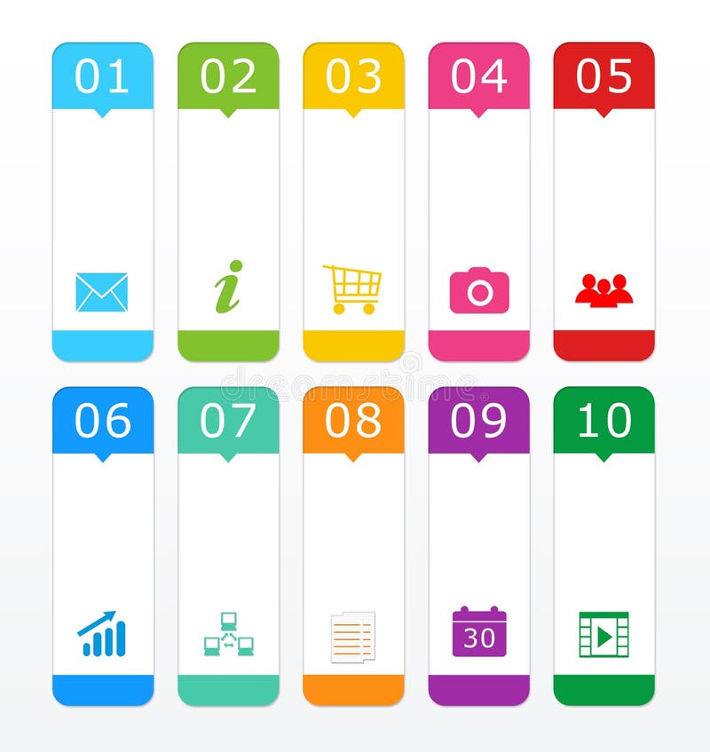 Colorful Buttons for Web Page Menu Stock Illustration - Illustration of ...