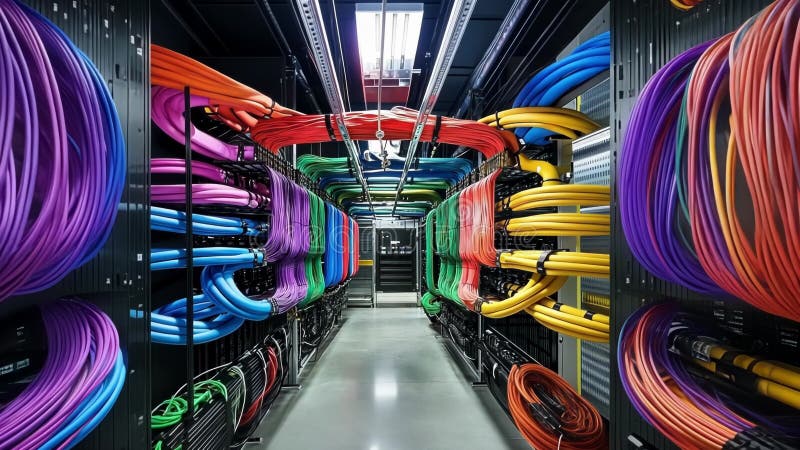 Colorful Cable Management in a Modern Data Center Infrastructure Stock ...