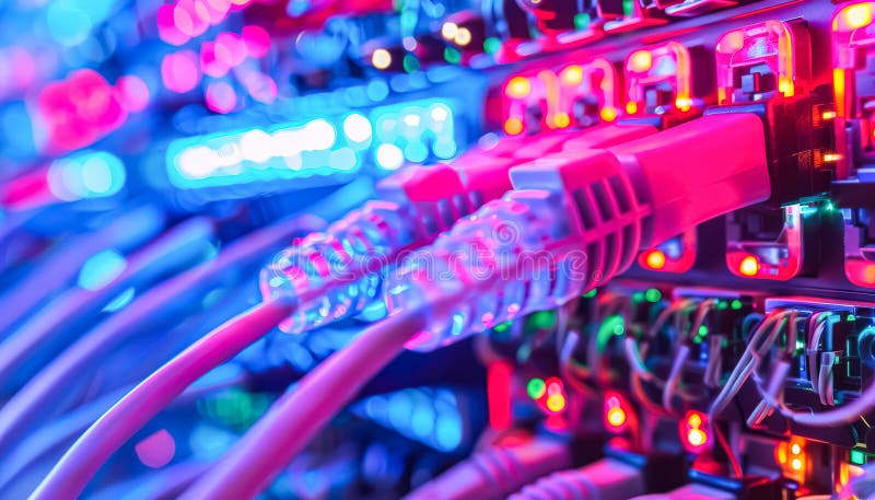 Colorful Cable with a Red and Blue Connector. Stock Photo - Image of ...