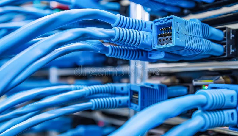 Colorful Cable with a Red and Blue Connector. Stock Photo - Image of ...