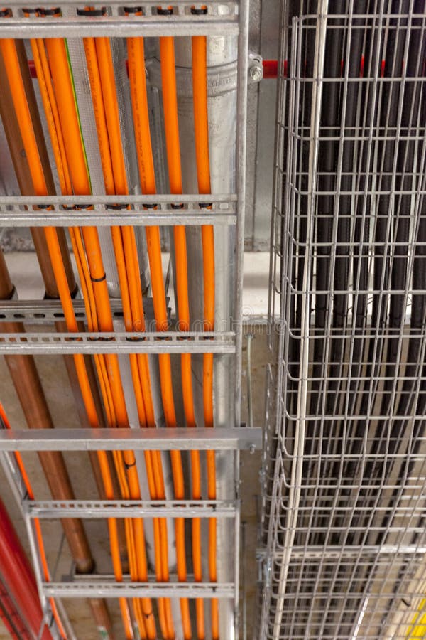 Building Basement Cabling and Wiring Stock Photo - Image of high, area ...