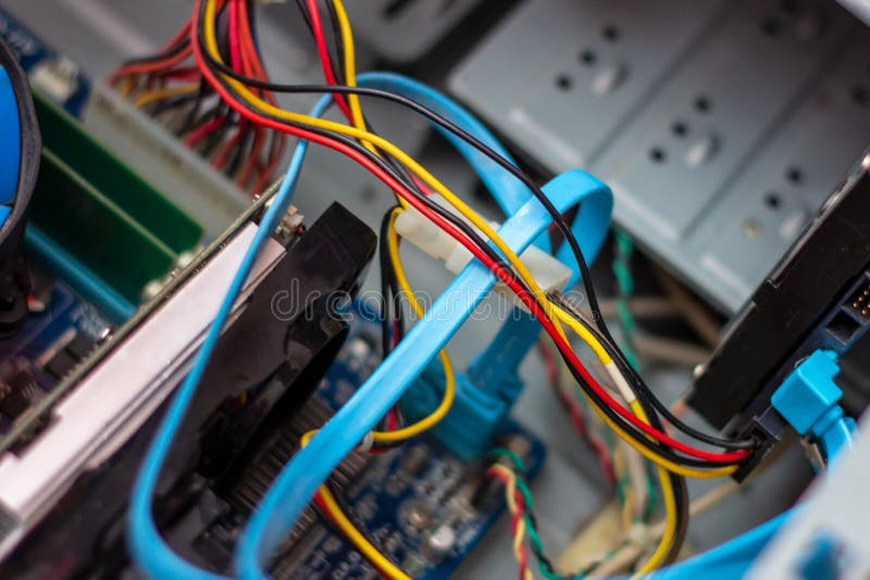 Colorful Cables Inside a Computer with Other Pc Components and Parts ...