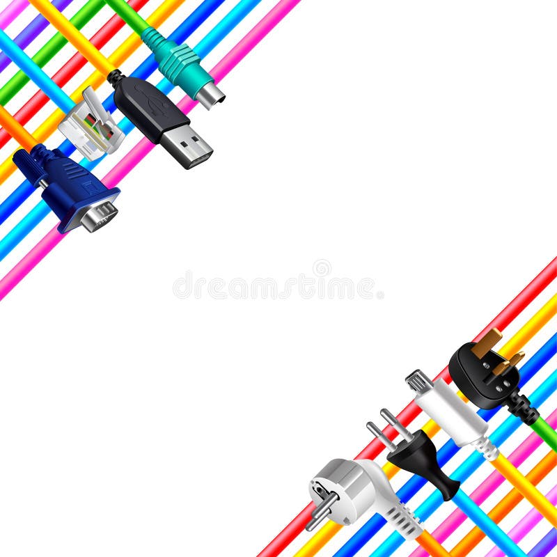 Colorful USB Plugs Isolated on White. Vector Stock Vector ...