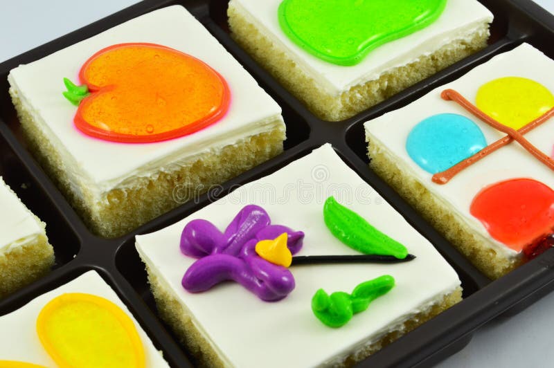 Colorful cake in box stock photo. Image of decorated - 52176494