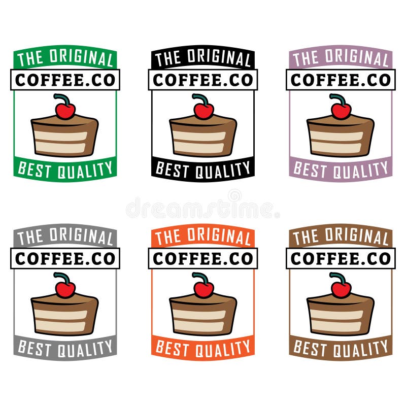 Colorful Cake and Cherry Icon with Text - Set 3 Stock Illustration ...