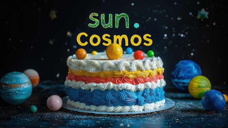 Planetary-themed Cake with Cosmic Decorations Stock Photo - Image of ...