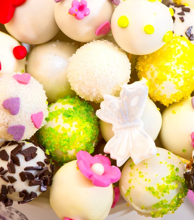 Colorful Cake Pops. Candy Bar Stock Photo - Image of pink, cake: 66356444