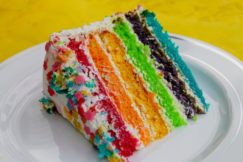 Delicious and Fluffy Rainbow Cake. Stock Image - Image of meal, layers ...