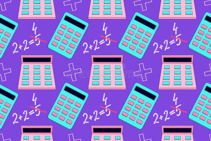 Colorful Calculator and Math Pattern for School Stock Illustration ...