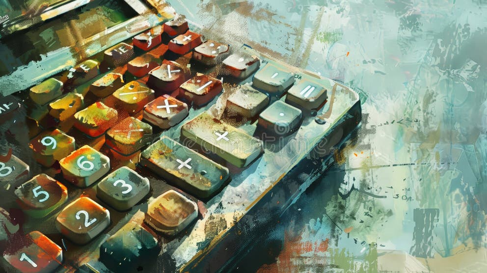 A Colorful Calculator with the Numbers 0 through 9 on the Buttons Stock ...