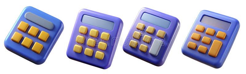 Colorful Calculators in Various Designs Arranged Together on a White ...