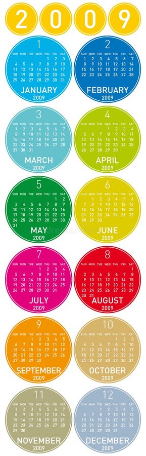 Colorful Calendar for 2009 stock vector. Illustration of days - 5467047