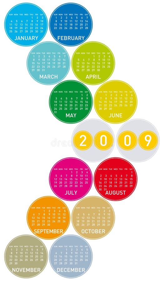 Calendar 2009 stock vector. Illustration of vector, weeks - 5266937