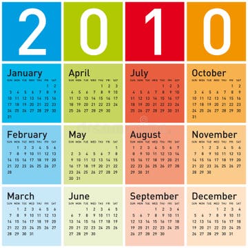 Colorful Calendar for 2010. Stock Vector - Illustration of organizer ...