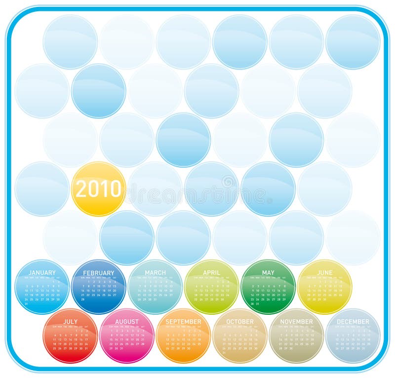 Colorful Calendar for 2010. Stock Vector - Illustration of date ...