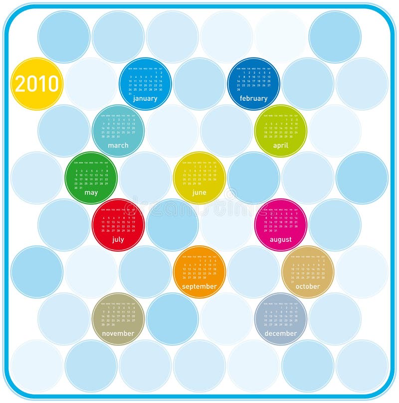Colorful Calendar for 2010. Stock Vector - Illustration of dates ...