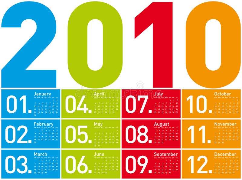 Calendar for 2010, 2011, 2012 and 2013 Stock Vector - Illustration of ...