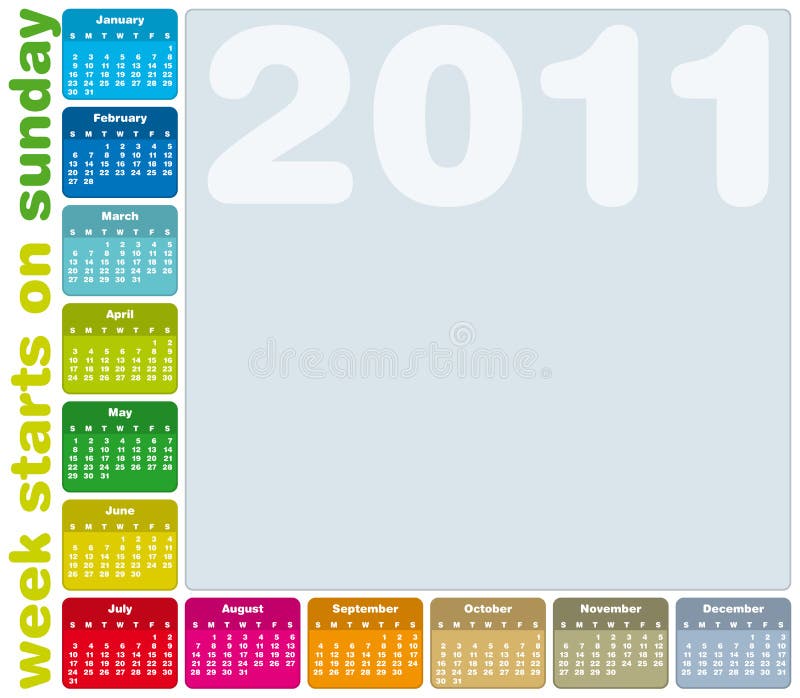 Colorful Calendar 2011 stock vector. Illustration of organizer - 14114933