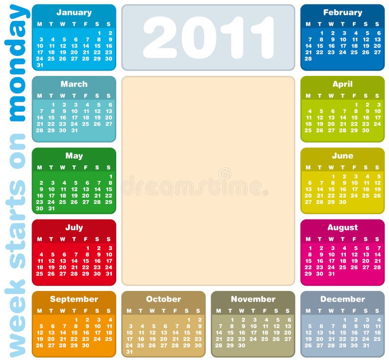 Colorful Calendar 2011 stock vector. Illustration of colorful - 14114945