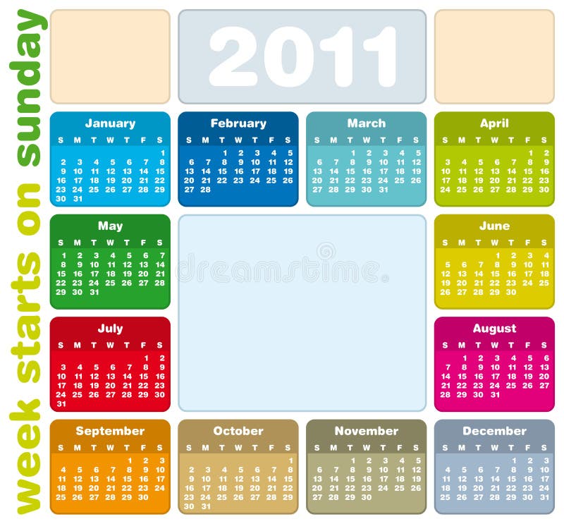 Colorful Calendar 2011 stock vector. Illustration of scheduler - 15509322