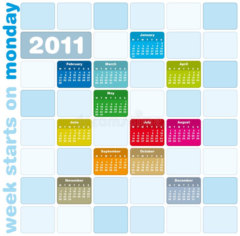 Colorful Calendar 2011 stock vector. Illustration of schedule - 15695512