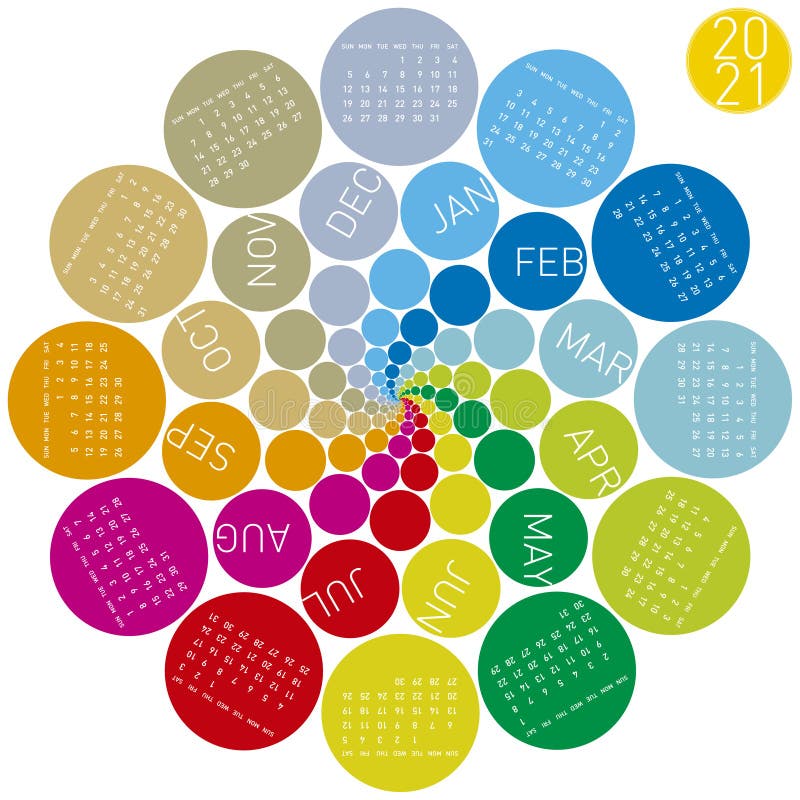 Colorful Circular Calendar 2011 Stock Vector - Illustration of monthly ...