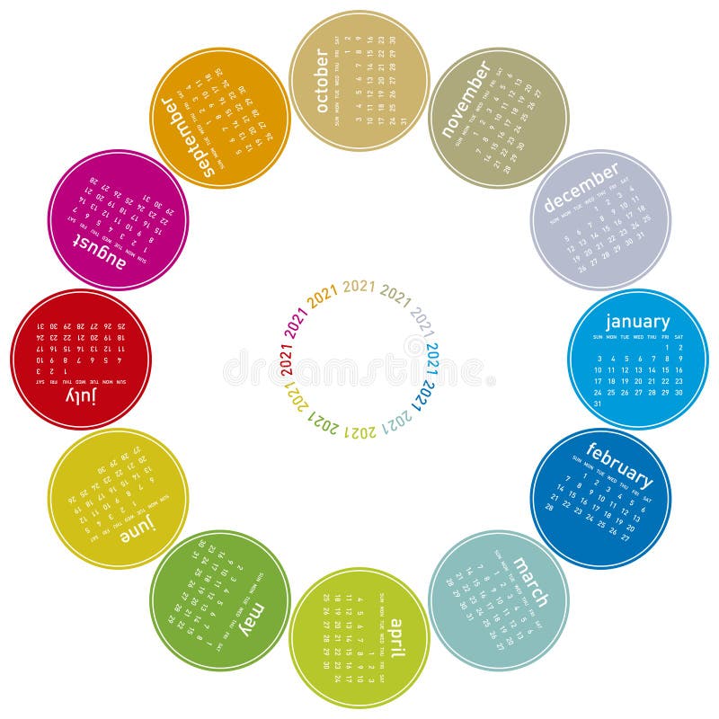 Colorful Circular Calendar 2011 Stock Vector - Illustration of monthly ...