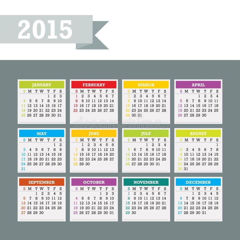 Colorful 2015 Calendar Vector Stock Vector - Illustration of card ...