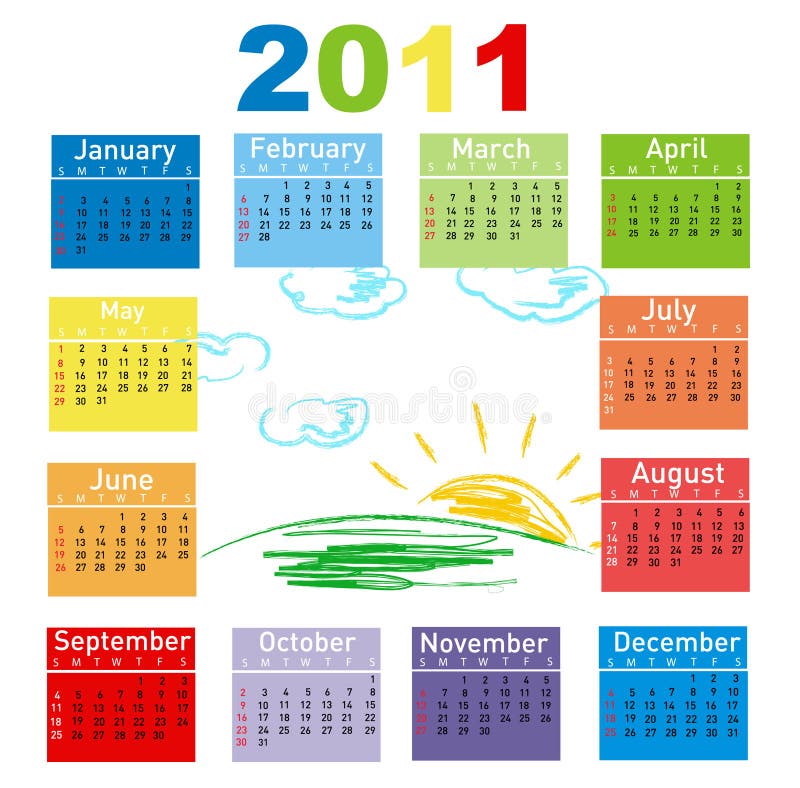 Colorful Calendar for Year 2011 Stock Vector - Illustration of monthly ...