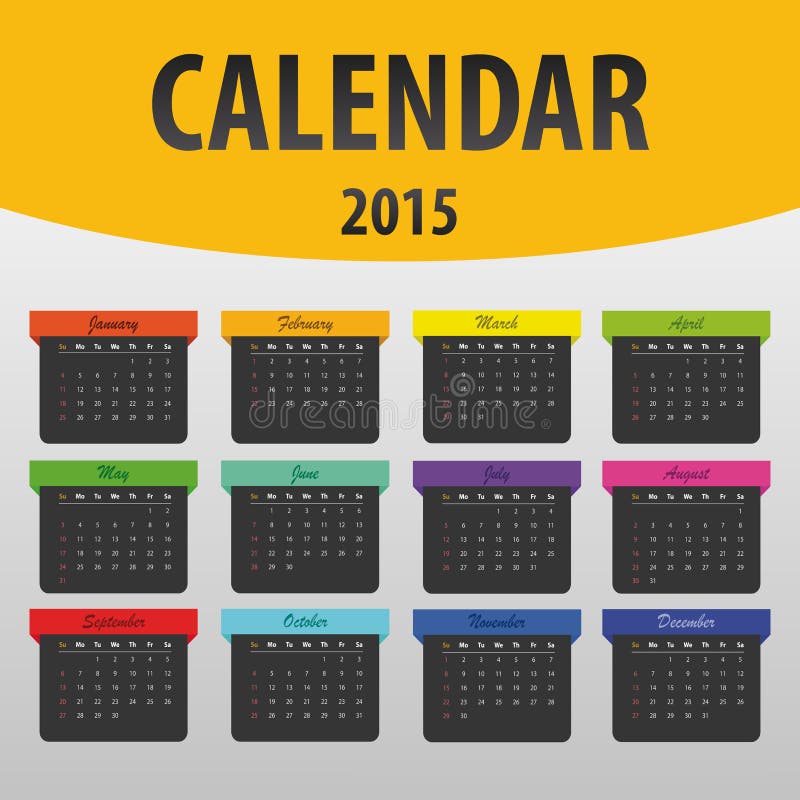 Colorful Calendar 2015 Year. Banner Template Stock Vector ...