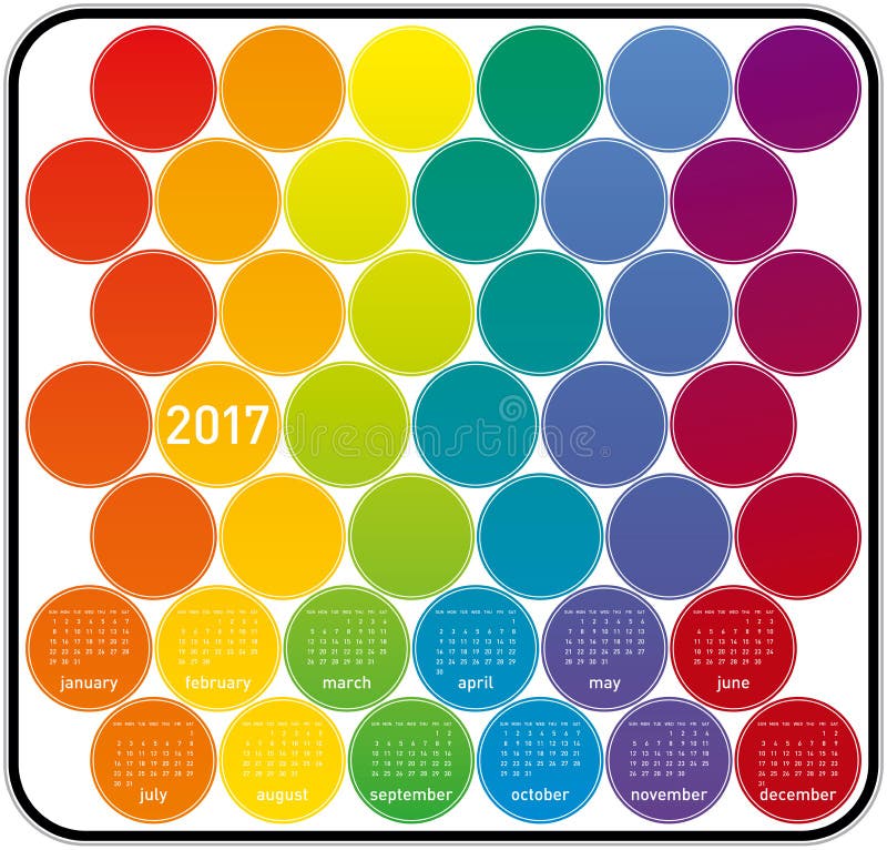 Colorful Calendar for Year 2017 Stock Vector - Illustration of days ...