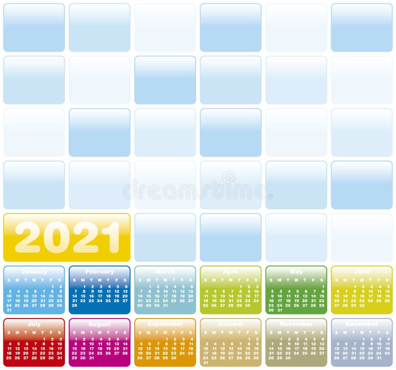 Colorful Calendar for Year 2021 Stock Vector - Illustration of monthly ...