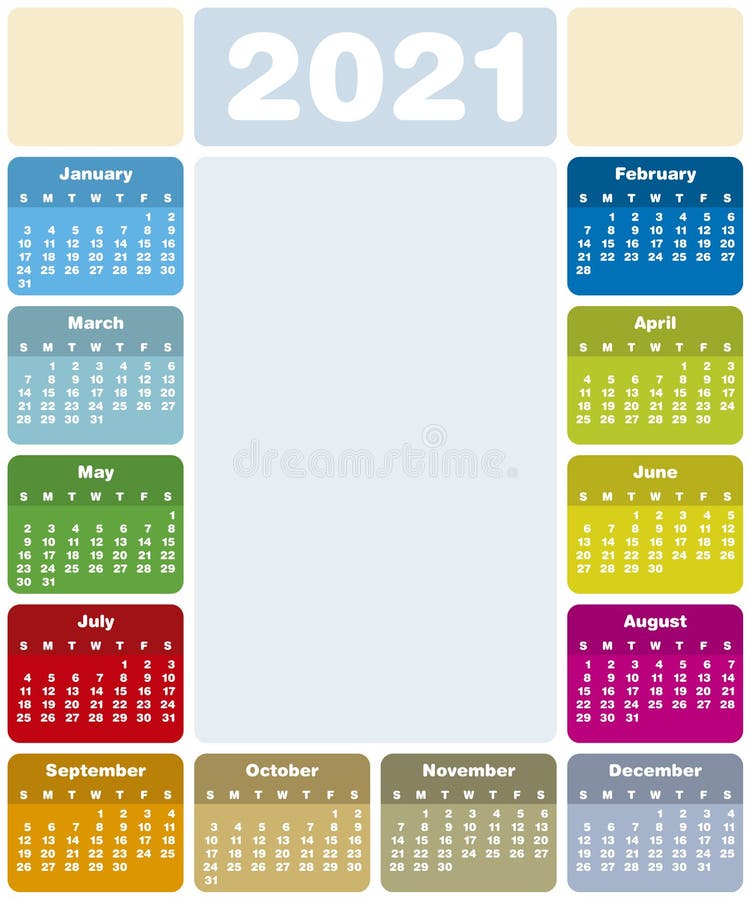Colorful Calendar for Year 2021 Stock Vector - Illustration of colorful ...
