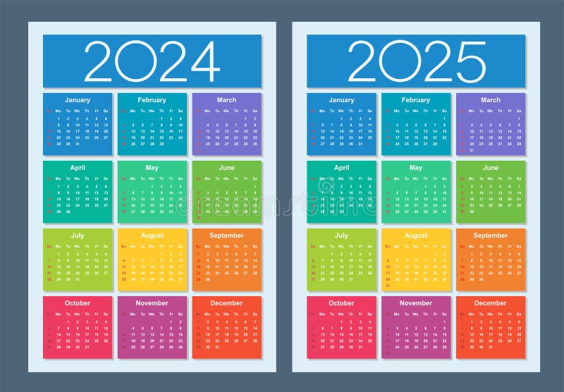 Colorful Calendar for 2022 Year. Week Starts on Sunday Stock Vector ...