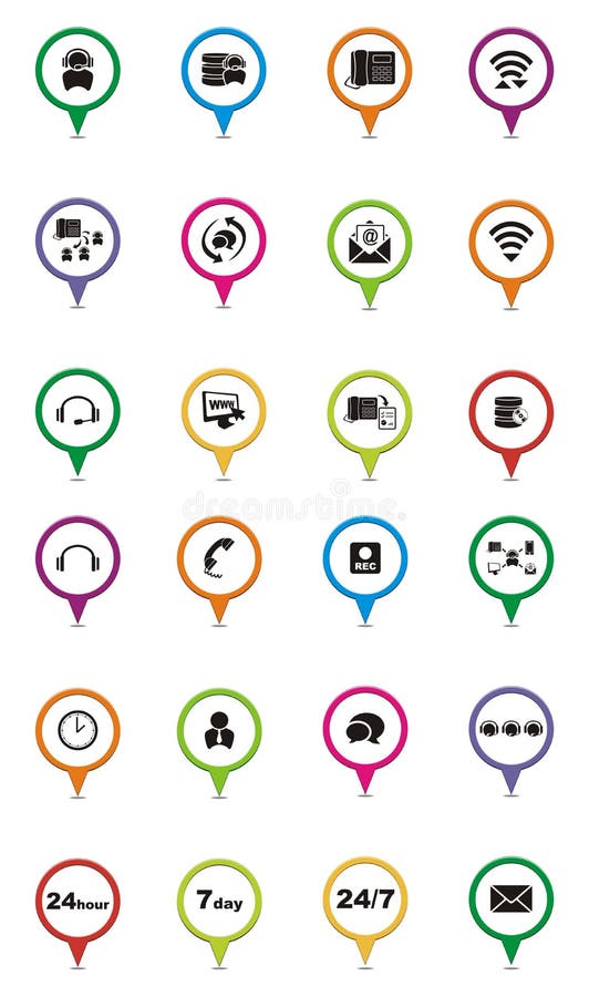 Colorful Call Center Pointers Stock Illustration - Illustration of ...